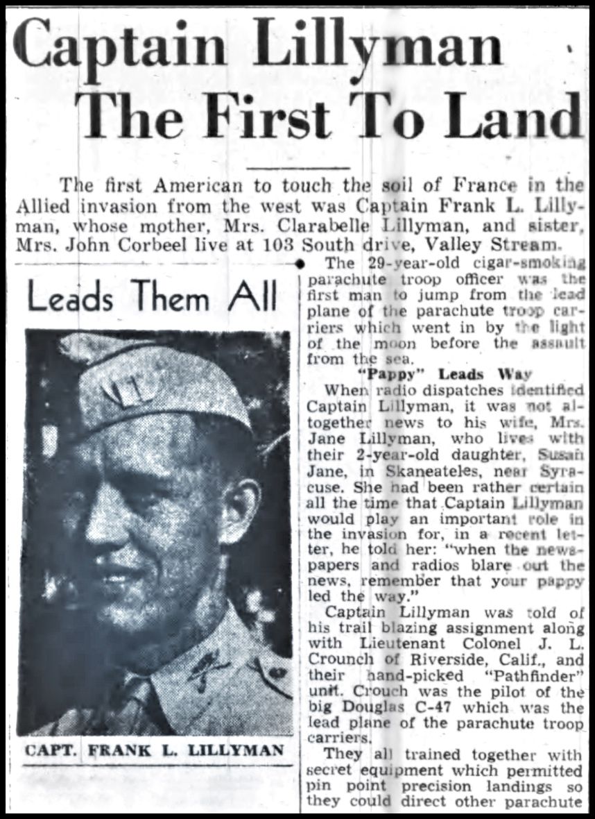 Skaneateles Man, Captain Frank Lillyman, the First Soldier to Land on D ...
